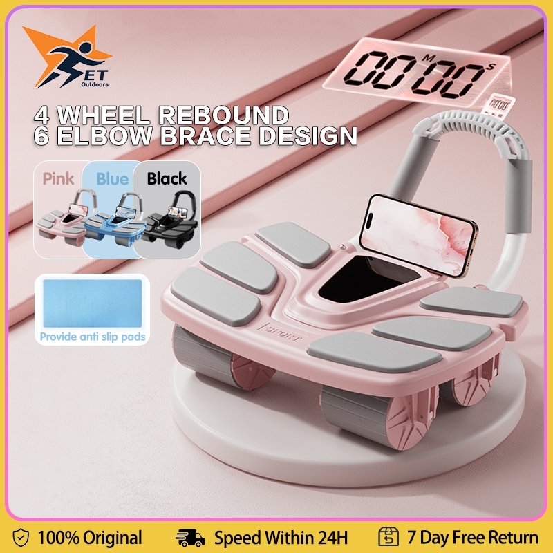 Abdominal Wheel Roller With Mat Upgrade 4 wheels With Counter & Phone ...
