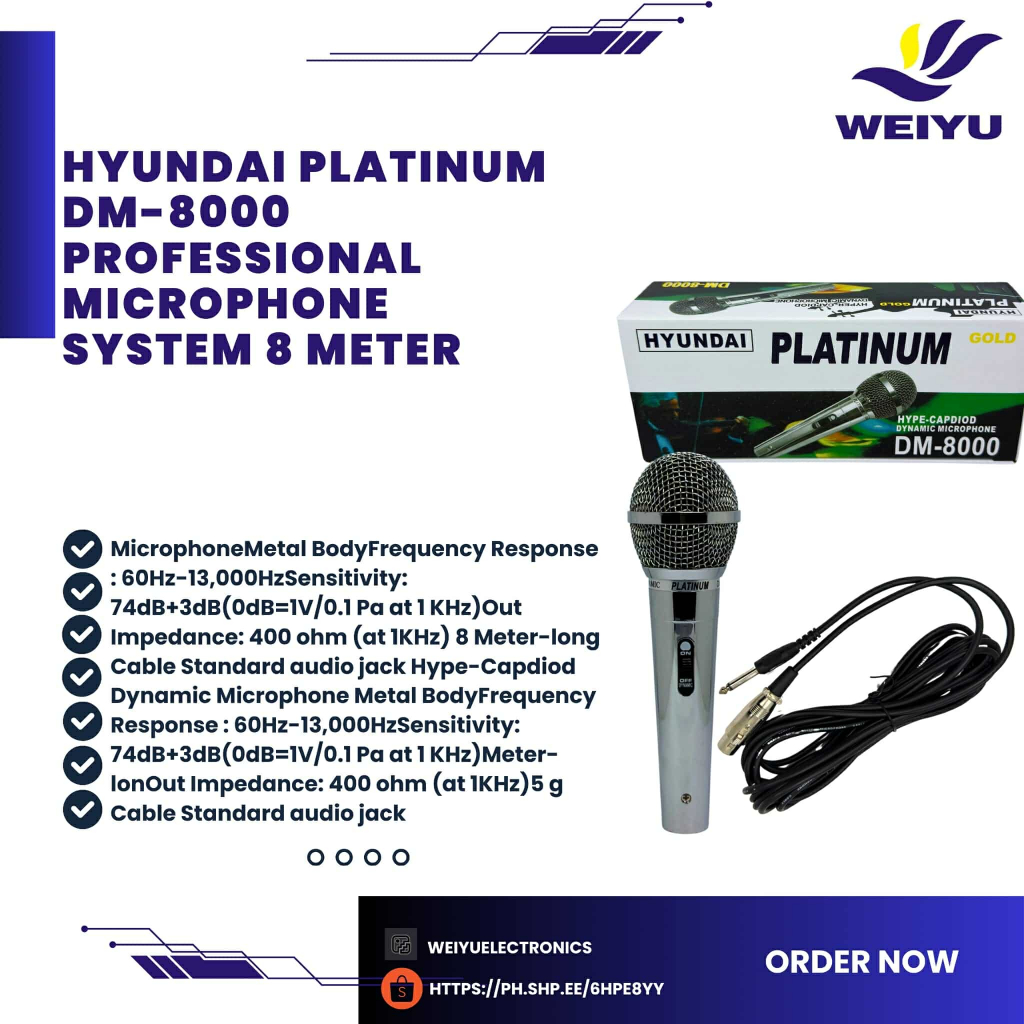 Hyundai Platinum DM-8000 Professional Microphone System 8 Meter | Shopee Philippines
