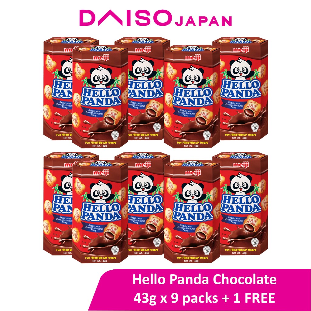 Daiso Meiji Hello Panda Chocolate Biscuits 43g (9 packs + 1 FREE) | Shopee Philippines