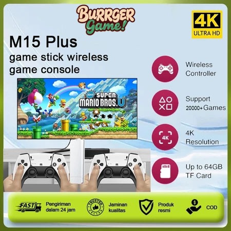 New M15 Wireless2.4G HD 4K Game Stick Arcade Mini Game Machine Retro ...