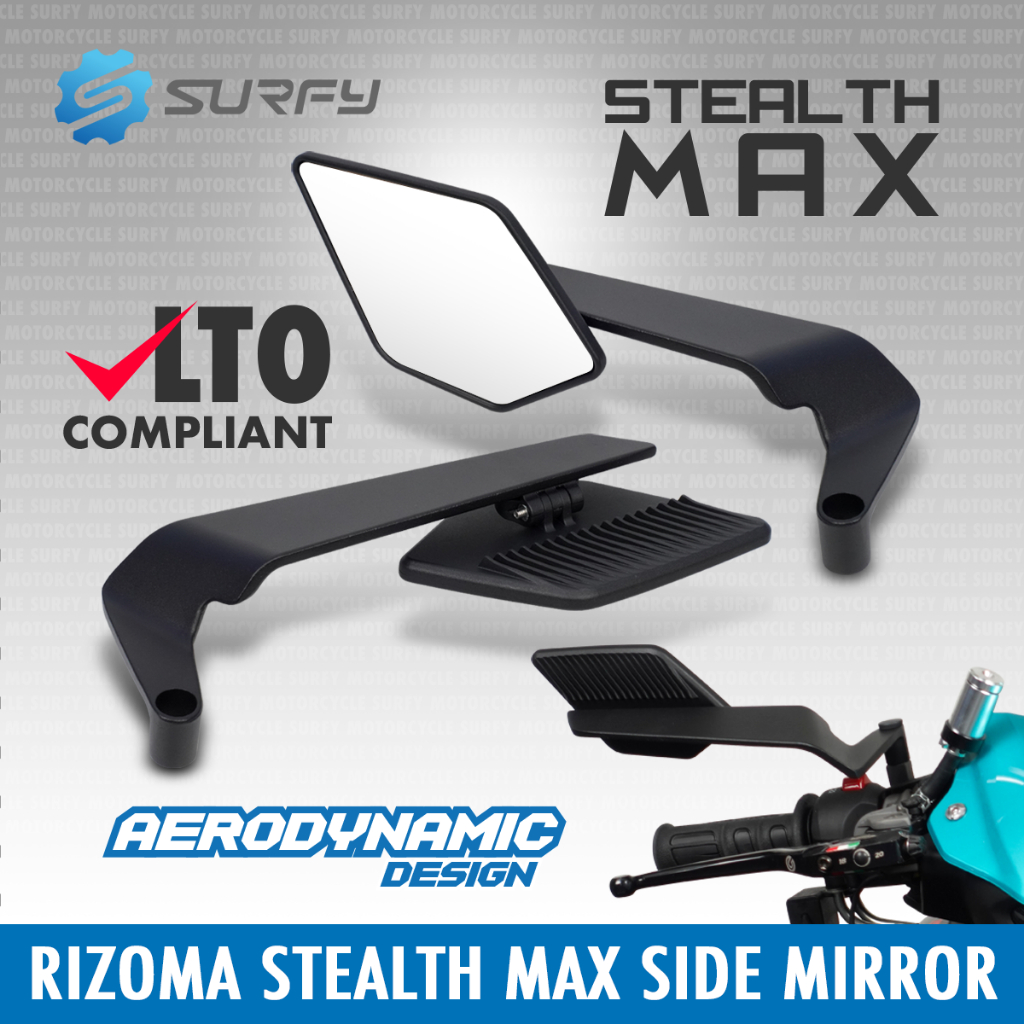 Rizoma Stealth Max Side Mirror Aerodynamic Design Foldable Mirror ...