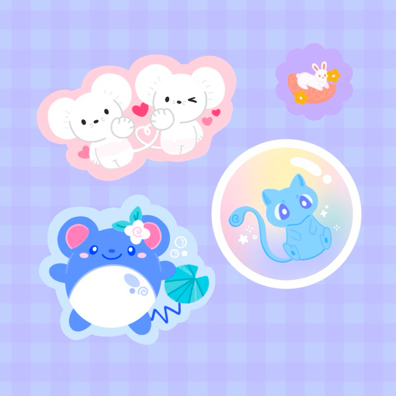 Pokemon Fan Art - Tandemaus, Marill, Bubble Mew • Waterproof Vinyl ...