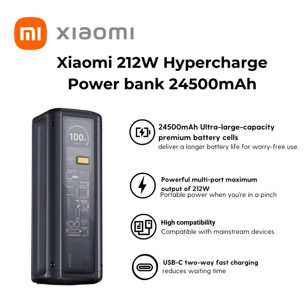 XIAOMI 212W HYPERCHARGE POWERBANK 24500MAH | Shopee Philippines