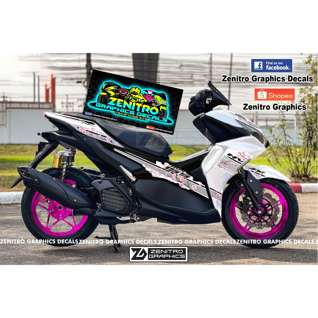 JAPAN SAKURA DECALS FOR AEROX V2 ONLY (ZENITRO GRAPHICS DECALS ...