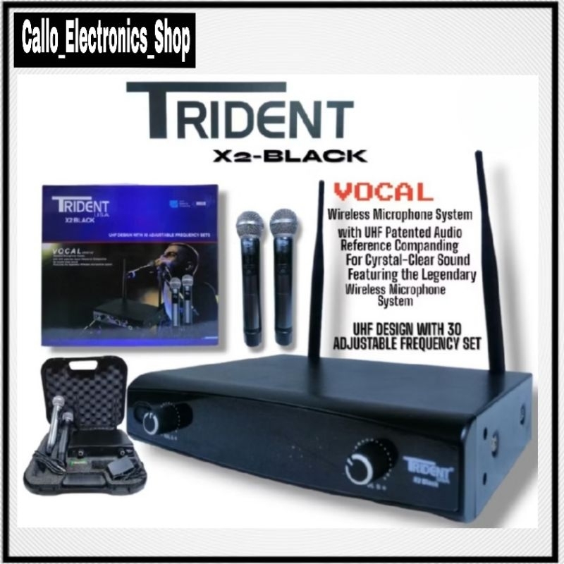 TRIDENT X2 BLACK WIRELESS MICROPHONE SYSTEM | Shopee Philippines
