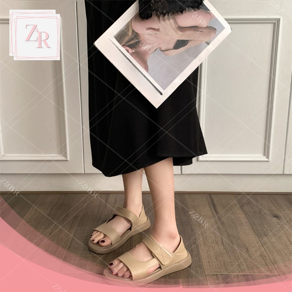 Z&R New Graceful And Elegant Velcro Strap Open Toe Rubber Material Flip ...