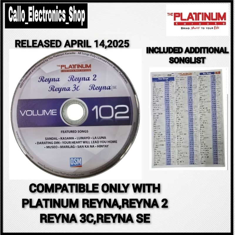 Platinum CD Updated New Volume 102 for Reyna 1&2/Reyna 3c/Reyna SE | Shopee Philippines