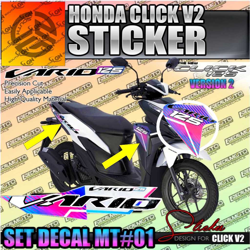 HONDA CLICK VERSION 2 BODY SIDE SET DECALS STICKER | Shopee Philippines