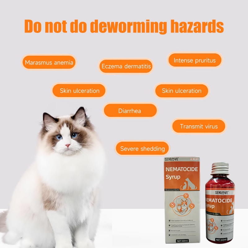SENLOVE Nematocide Syrup Dewormer for Dogs Nematocide Deworming For Cats Suitable ForPets All ...