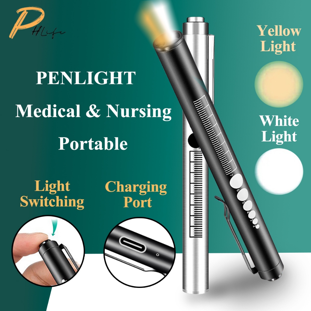 Phlife Penlight Medical Portable 2-in-1 LED Pen Light Rechargeable For ...