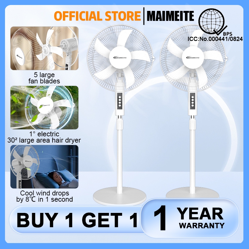 Maimeite 16 Inch Floor Fan 5Blade Strong Wind Powerful Intelligent ...