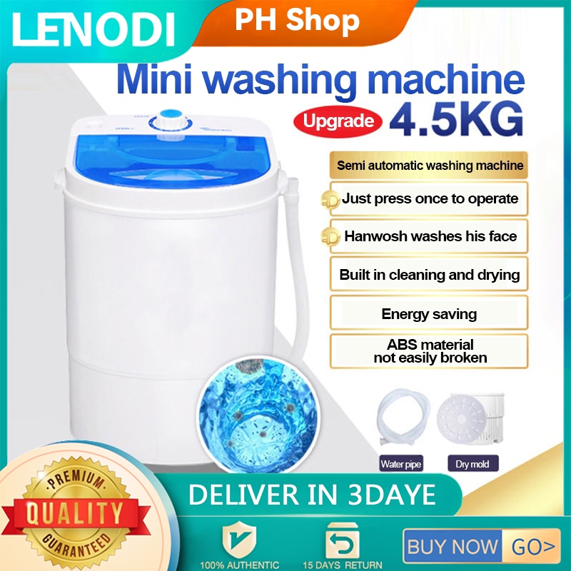 LENODI Washing machine (4.5KG) with dryer, semi-automatic mini washing ...
