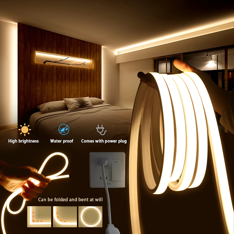 New 220V COB LED Strip Light Self-Adhesive 288LED/M Waterproof Flexible ...