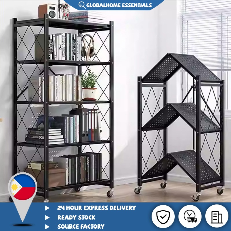 3/4/5 Layer Foldable Kitchen Rack organizer Foldable kitchen steel rack ...