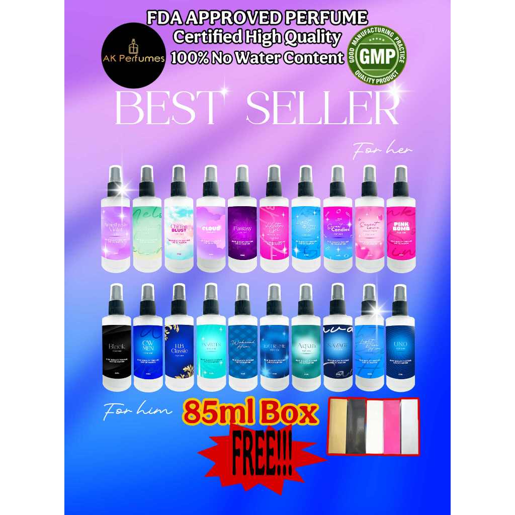 FDA APPROVED PERFUME 20% Oil-Based High Quality 85ml for Men and Women + FREE 85ml Box | Shopee ...
