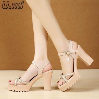 4 inch waterproof platform heels thick sole sandals for women with ...