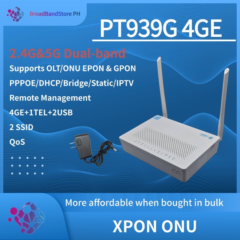 Used Dual Band Modem PT939G XPON EPON ONU ONT OLT 2.4G&5G 4GE+1TEL English Version(Contains ...