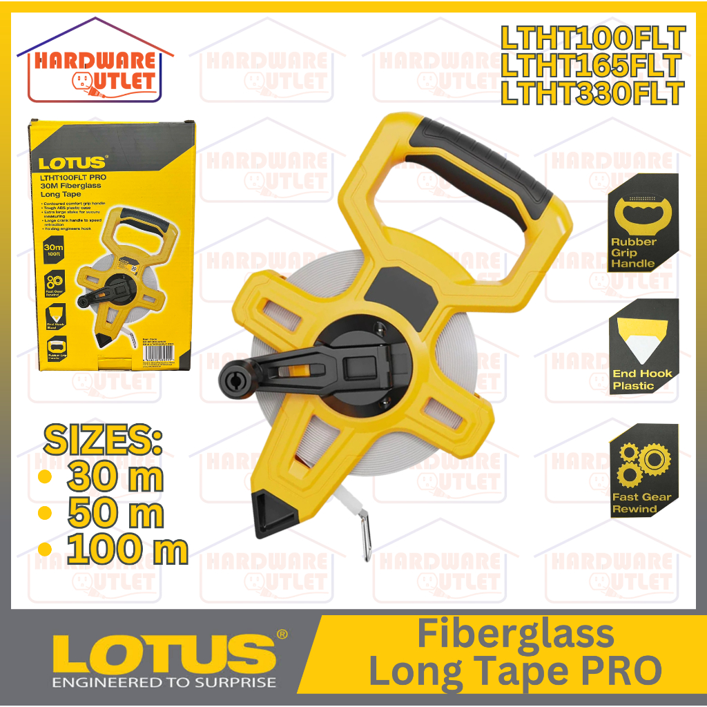 Lotus F/G Fiberglass Long Tape Measure PRO 30M 50M 100M LTHT100FLT ...