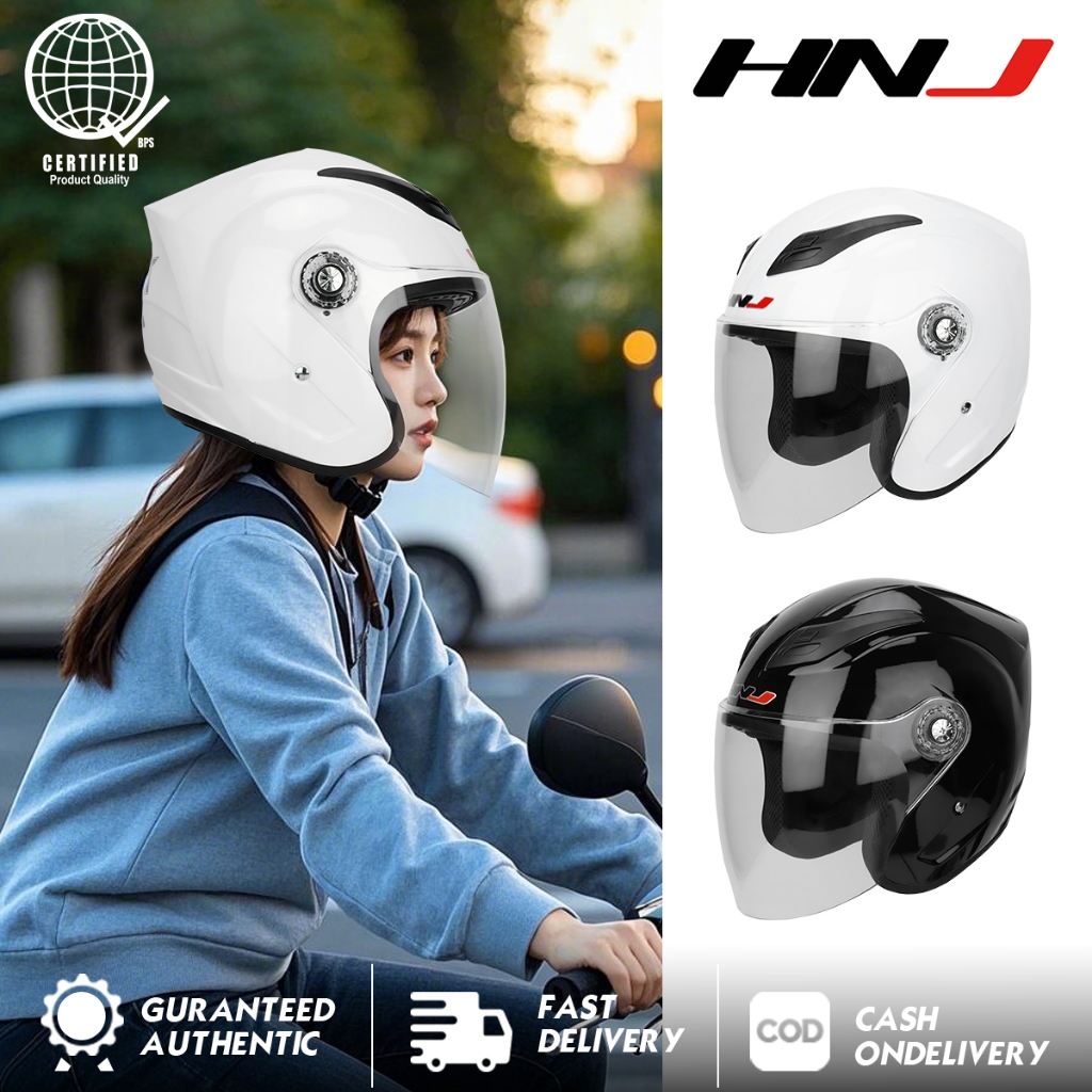 HNJ A4-003 Half Face Helmet For Motorcycle Half Sun Visor Women's Motorcycle Helmet Single Visor ...