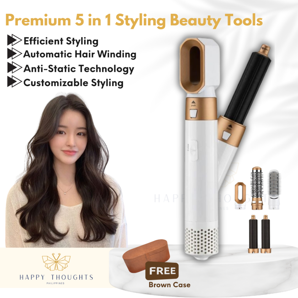 Premium 5 in 1 Styler Curling Wand Hair Straightener Dryer Negative Ion ...