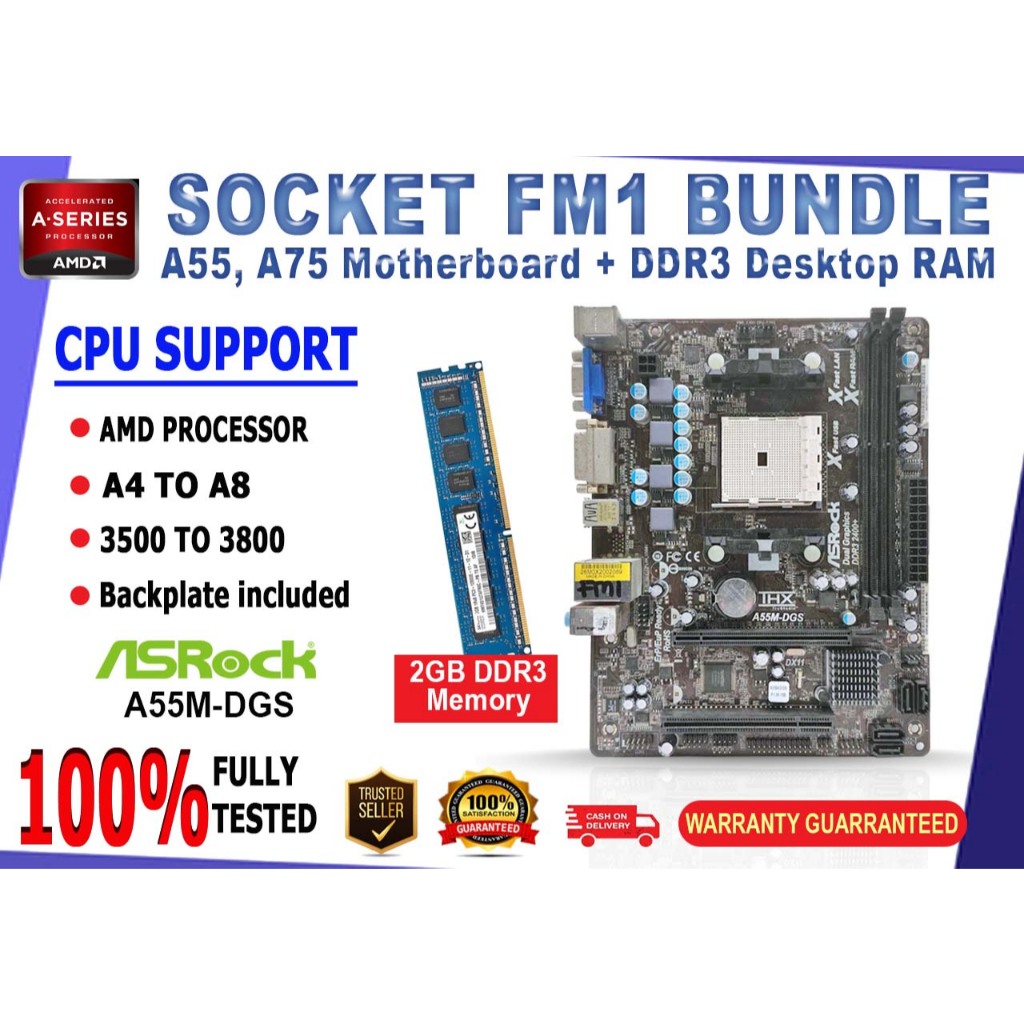 FM1 MOTHERBOARD WITH DDR3 RAM FOR AMD PROCESSOR A4/ A6/ A8 3400 TO 3800 ...