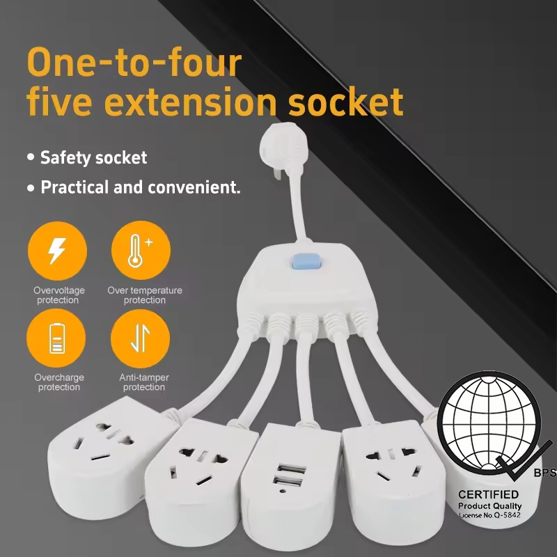 SYCAT MJ-984 4 IN 1Extension Socket Extension Cord Power Strip Plug ...