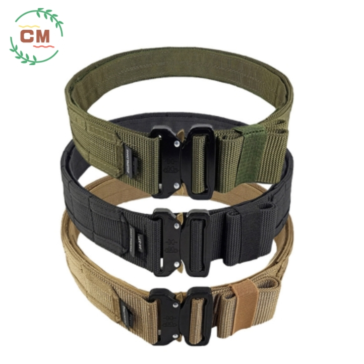 Men's Belt 2 Inch Metal Buckle Quick Release Laser Cut Combat Belt Men ...