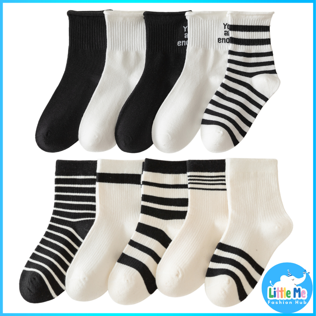 Black & White Stripe Socks Medyas for Toddlers & Kids 1-12 Years 5 ...