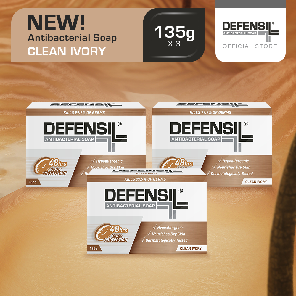 Defensil Antibacterial Soap Clean Ivory 135g Set of 3 | Shopee Philippines