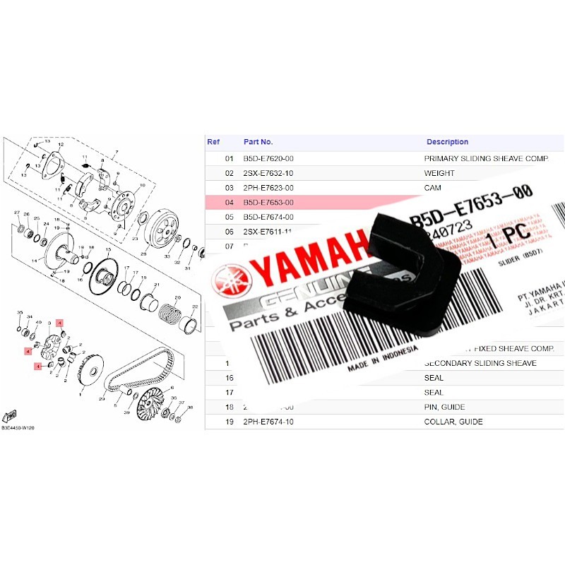 SLIDER MIO GRAVIS/ FAZZIO B5D-E7653-00 (Sold Per Piece) | Shopee ...