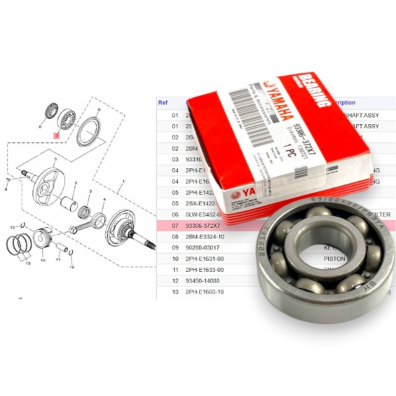 BEARING BALL 63/22 93306-372X7 (Crankshaft Bearing) MIO SOUL i125 ...