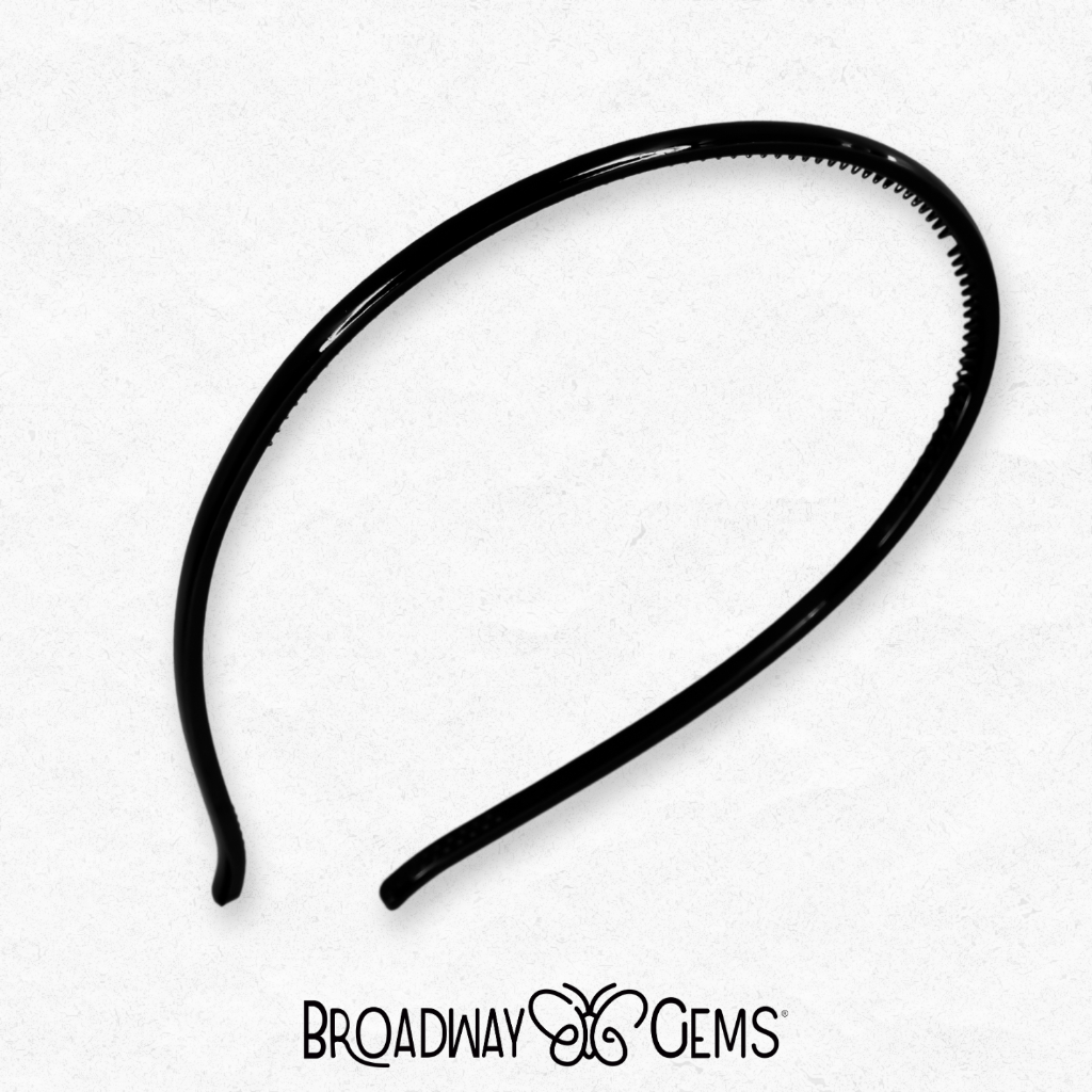 BROADWAY GEMS Thin Black Glossy 0.4cm Headband Plain (4001) (GHB2 ...