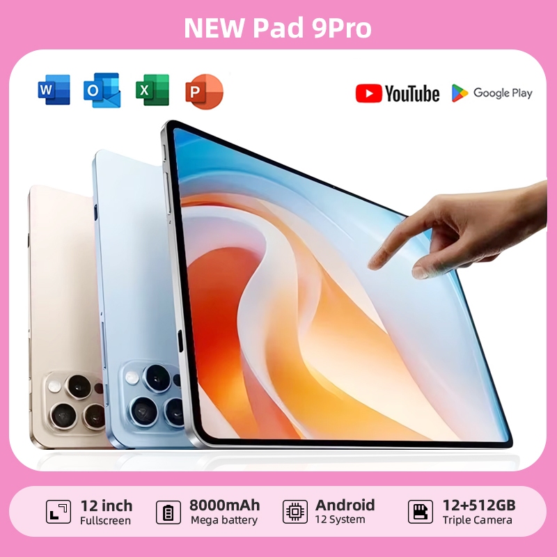 NEW Pad 9Pro Original Tablets 12 Inch 12GB+512G 5G Dual SIM Card Wifi Tablet Android With Pen ...
