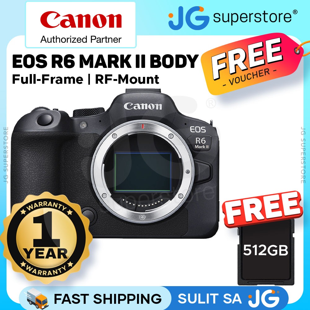 Canon EOS R6 Mark II Full Frame DSLR Camera Body w/ GPS Wi-Fi Bluetooth ...