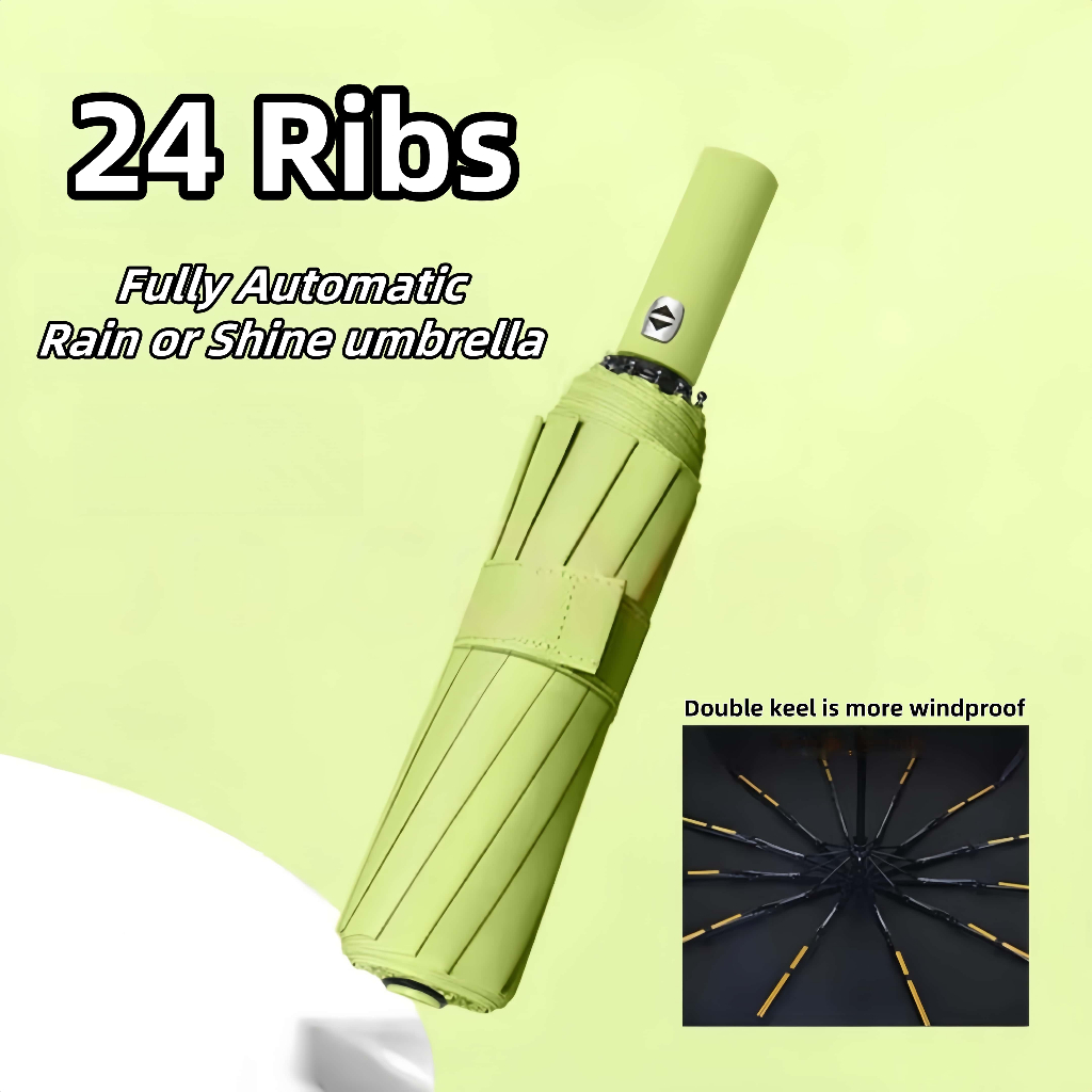 Automatic Umbrella 24 Ribs waterproof Windproof Anti-UV Sunscreen Large ...
