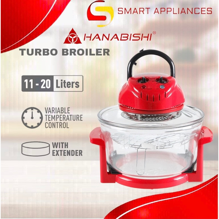 Hanabishi 7 in 1 Turbo Broiler with Tough Tempered Glass Pot (Red ...