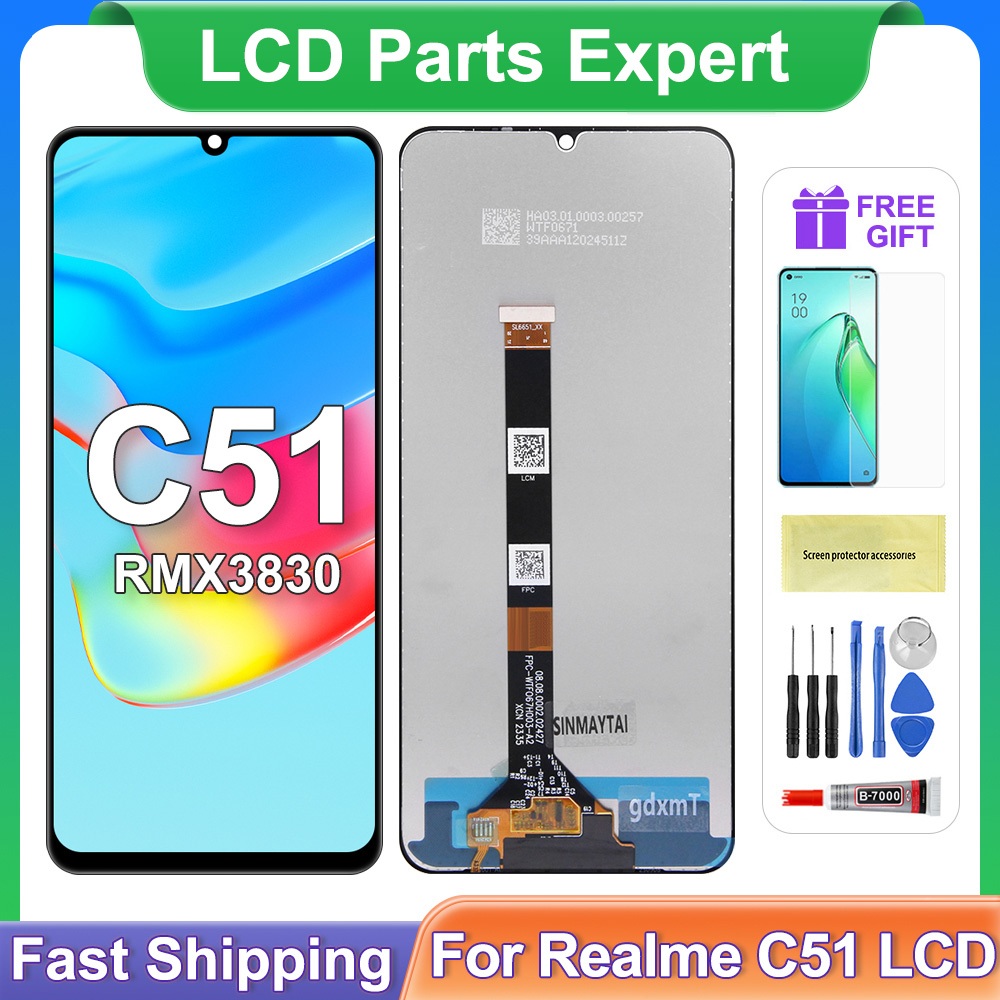 LCD For OPPO Realme C51 C53 RMX3830 RMX3760 LCD Display Touch Screen with Frame Replacement ...