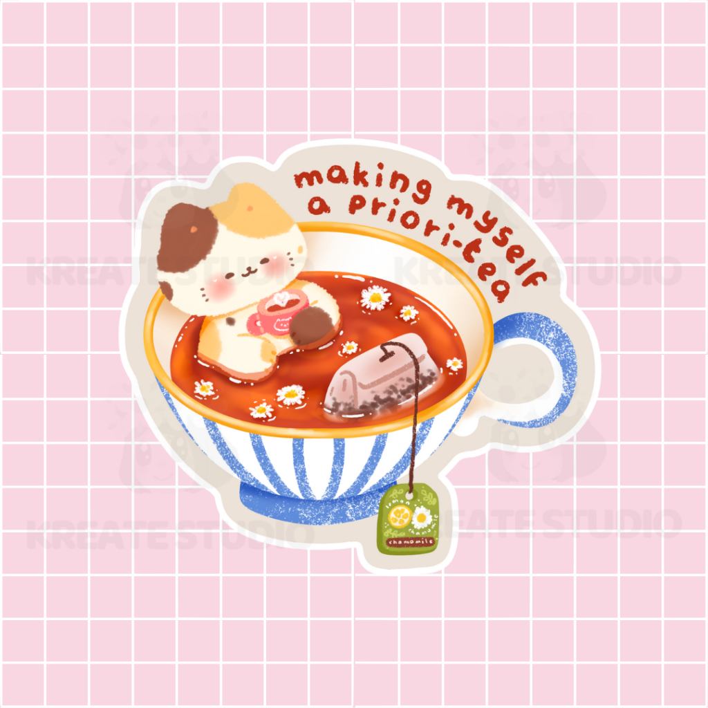 MAKING MYSELF A PRIORI-TEA STICKER | Cute Kawaii Laminated Waterproof ...
