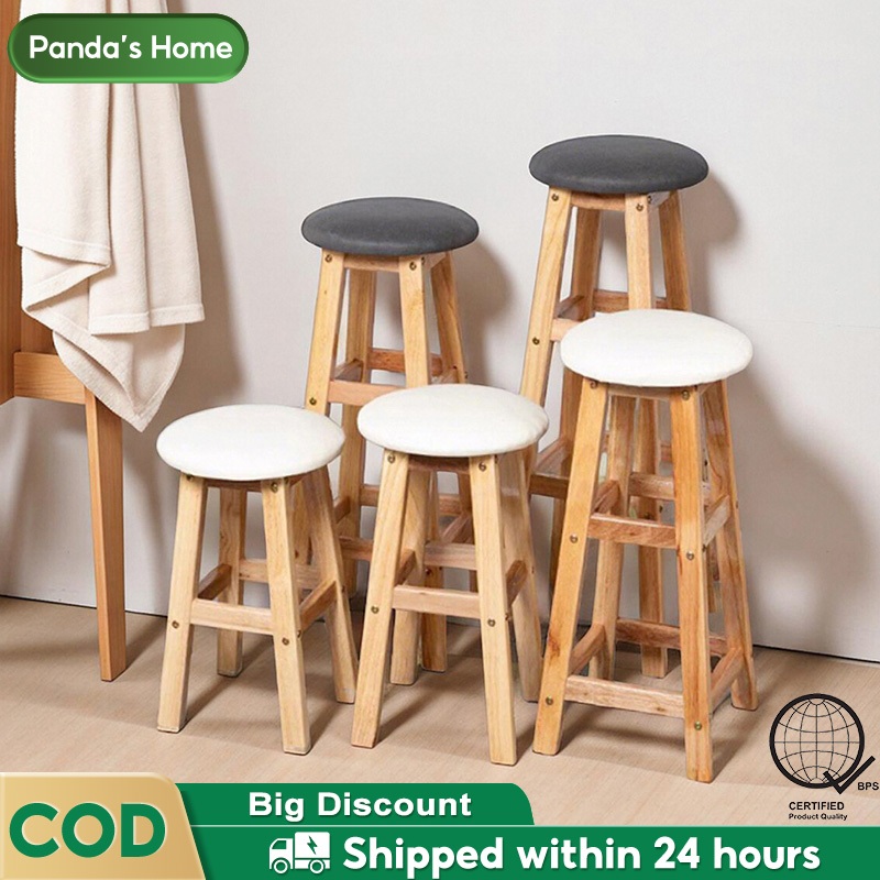Solid Wood Bar Stool Chair Dining Stool Step Stool Round Stool High ...