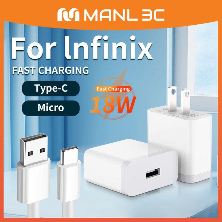 100% For Infinix Fast Travel Charger 18W Adapter Micro USB To Typec-C ...