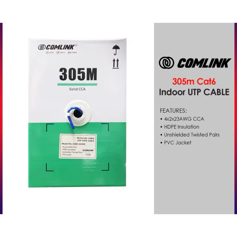 Comlink Cat6 Indoor UTP Lan Cable Roll 305M | Shopee Philippines