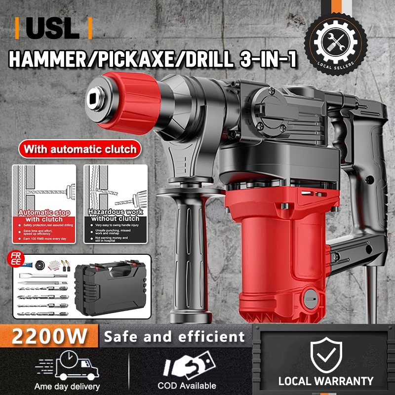 Demolition Electric Hammer 2200W High Power Concrete Breaker Heavy Duty ...