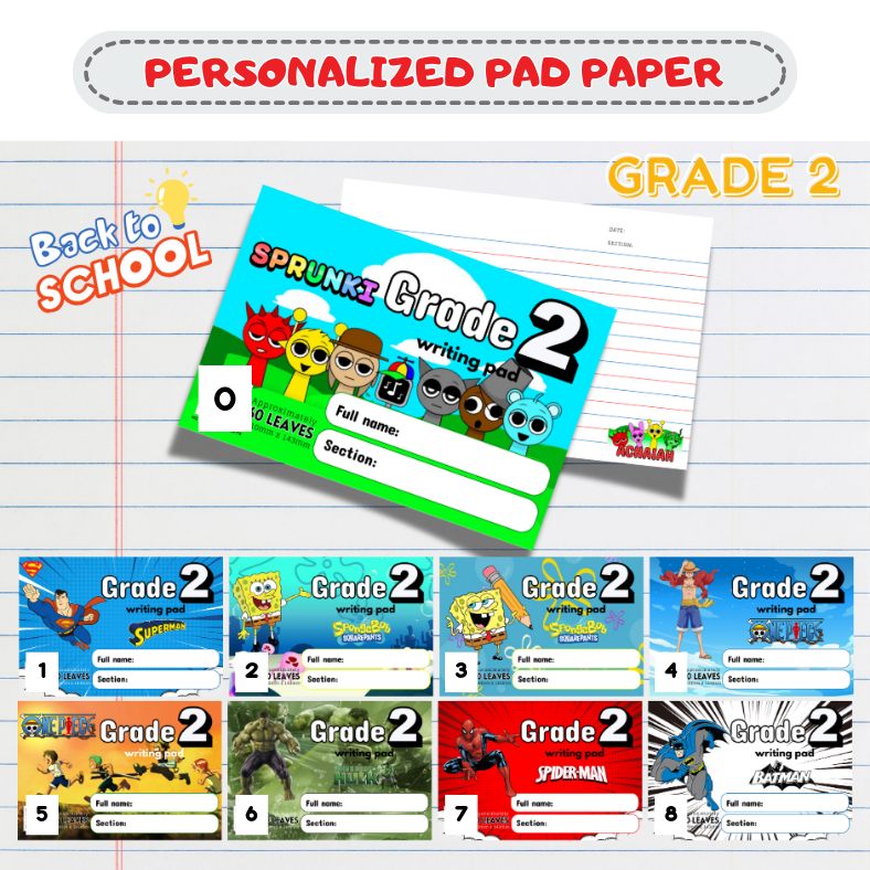A&J Grade Two Personalized Pad Paper Customized Name Writing Pad 60 ...