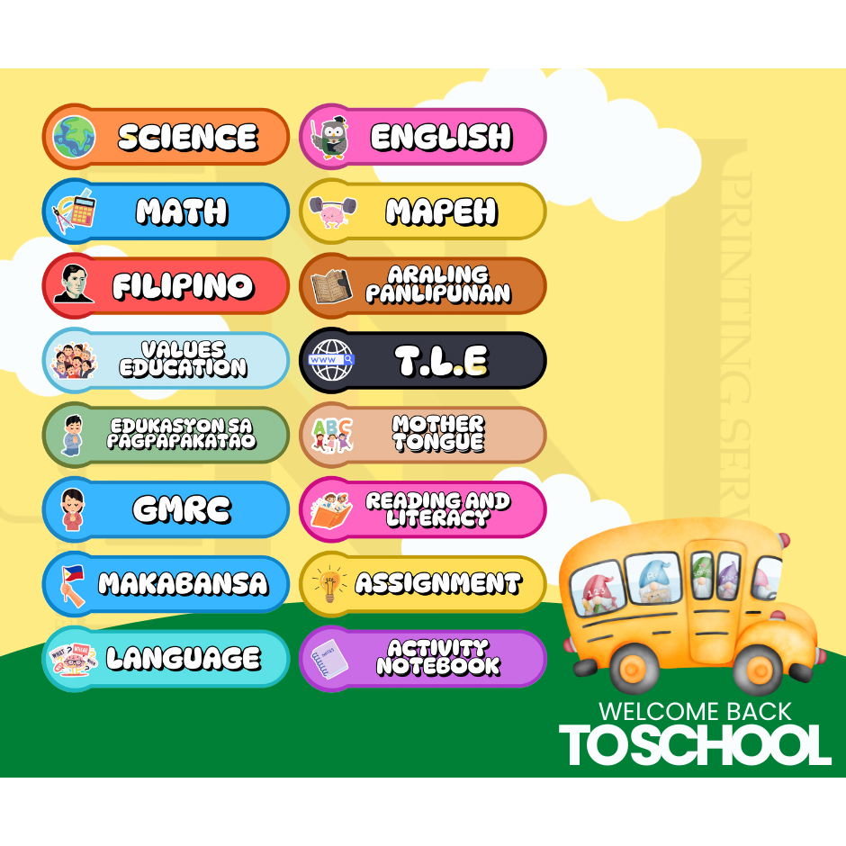 16 PCS COLORFUL SUBJECT LABELS FOR NOTEBOOK BACK TO SCHOOL | Shopee ...