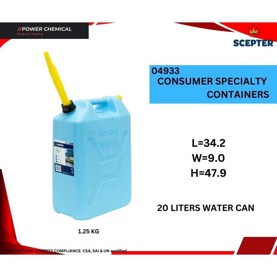 WATER CONTAINER (20 liters / 1.25 kg)JERRY CAN SCEPTER 04933 | Shopee ...