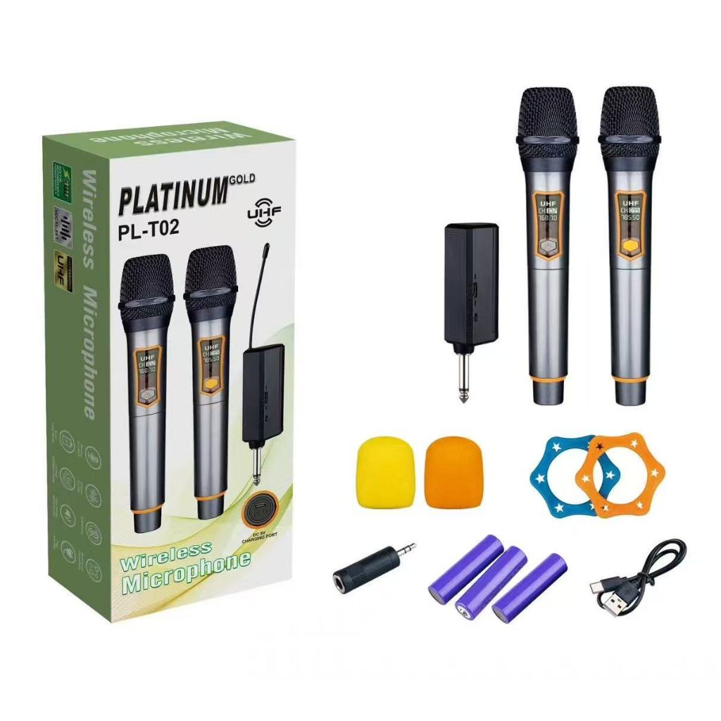 Platinum NEW 2 Channel Universal Wireless Microphone For Karaoke PT-02 ...
