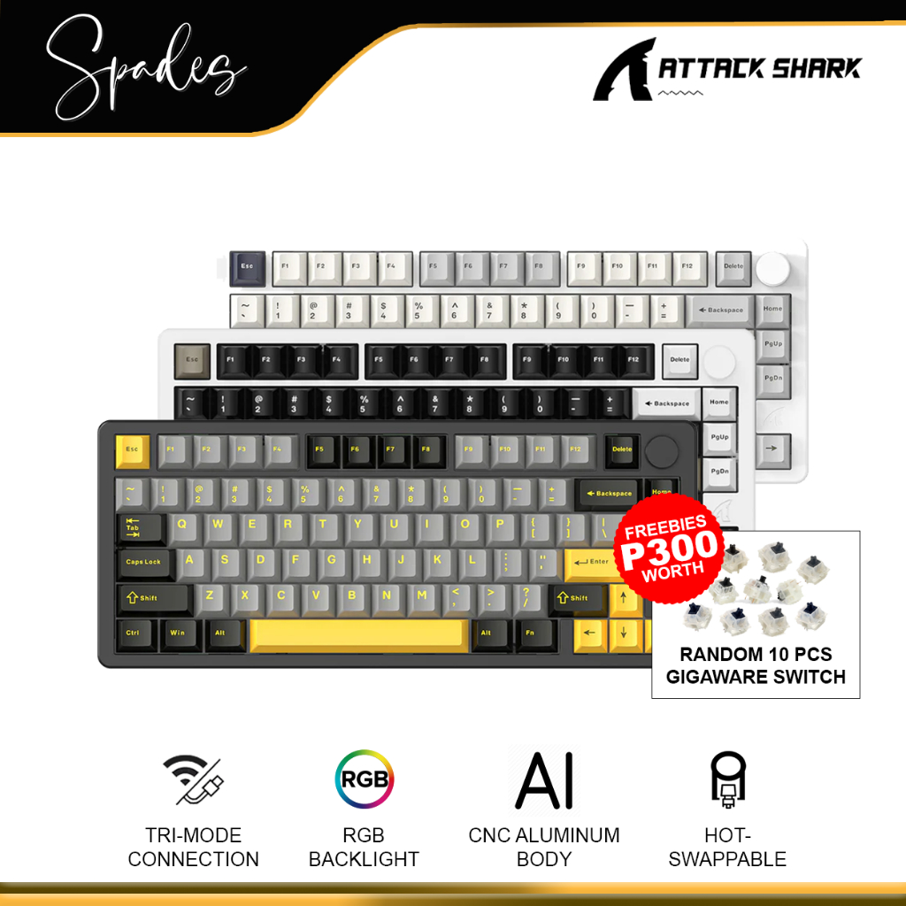 Attack Shark X86 Full Aluminum 75% Tri Mode Wireless Gasket Hot ...