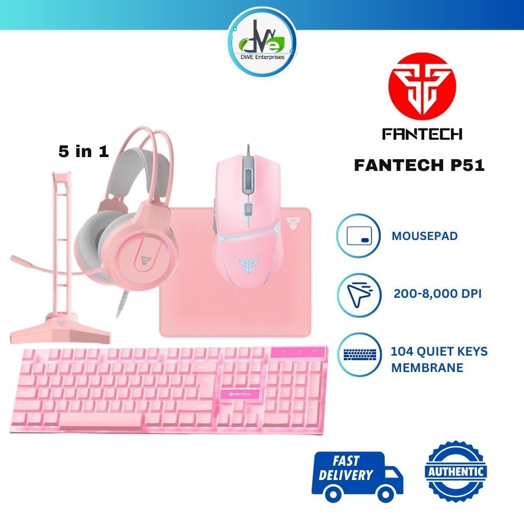 Fantech P51 5in1 Power Bundle Set Gaming Keyboard, Mouse, Headset ...
