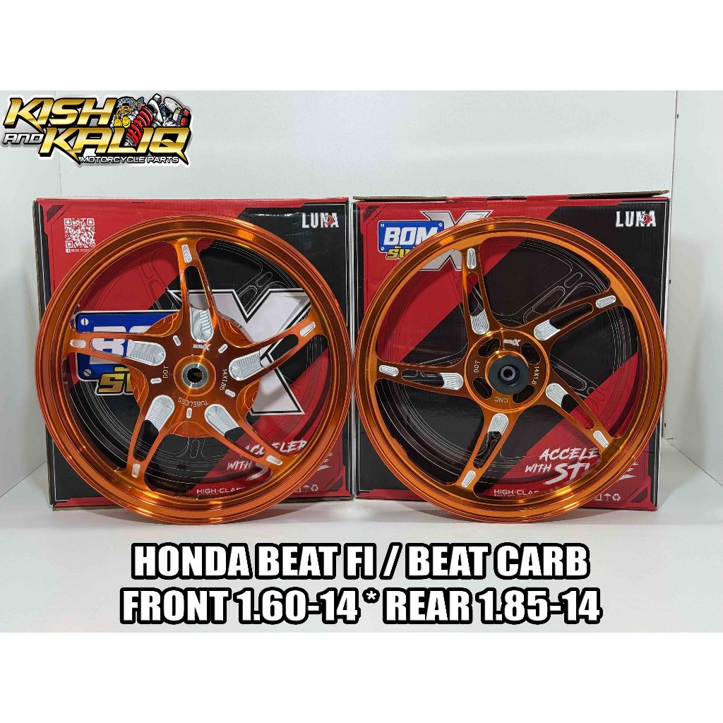 BOM X CNC MAGS LUNA 14s 5 SPOKES FOR HONDA BEAT FI / BEAT CARB (100% ...