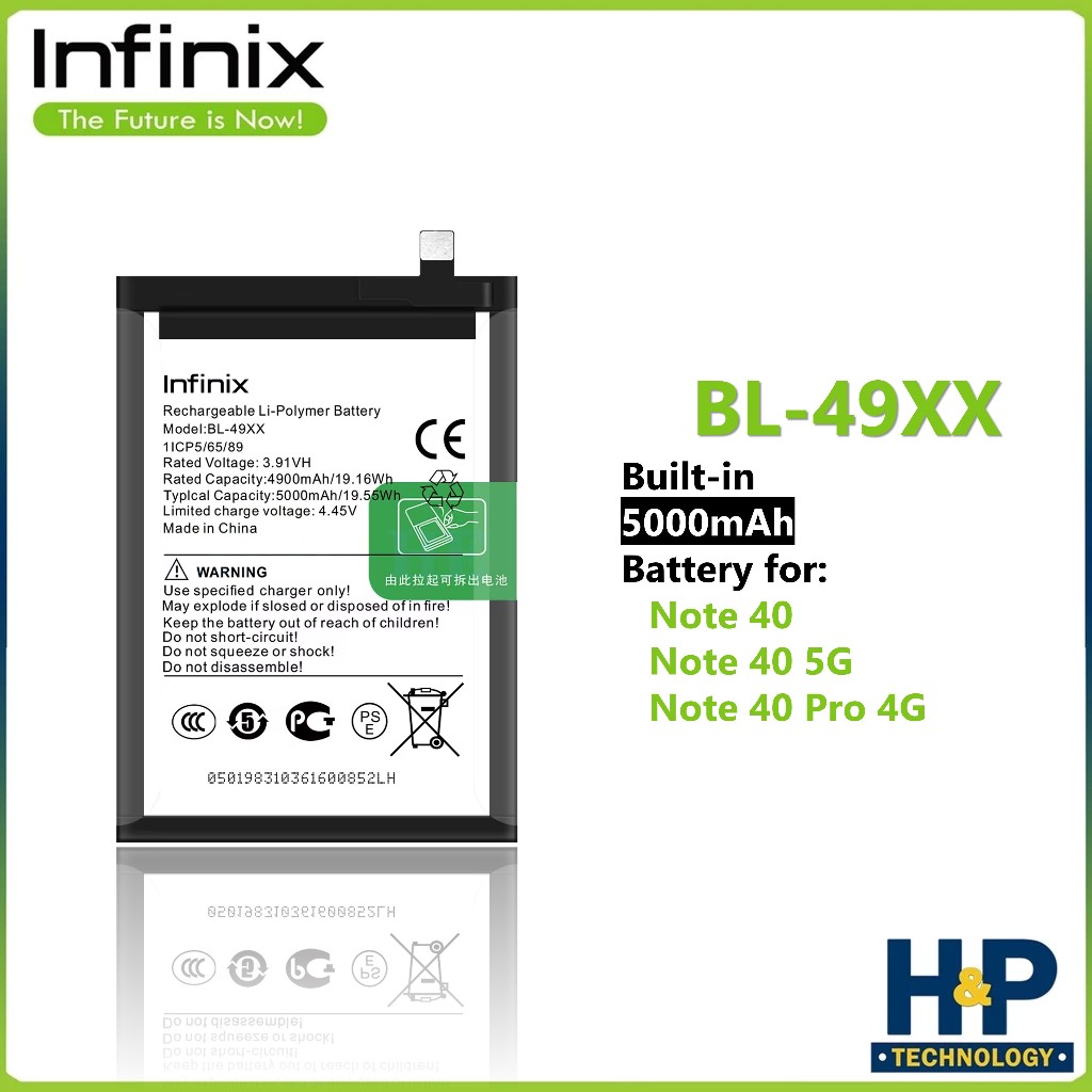 BL-49XX for Infinix Note 40 / Note 40 5G / Note 40 Pro 4G Battery ...